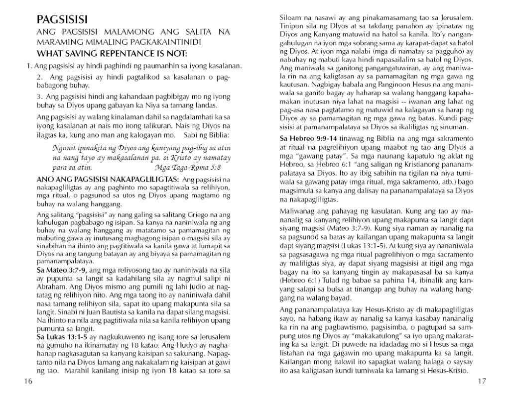 The Gospel Booklet – Tagalog – Pages 16-17